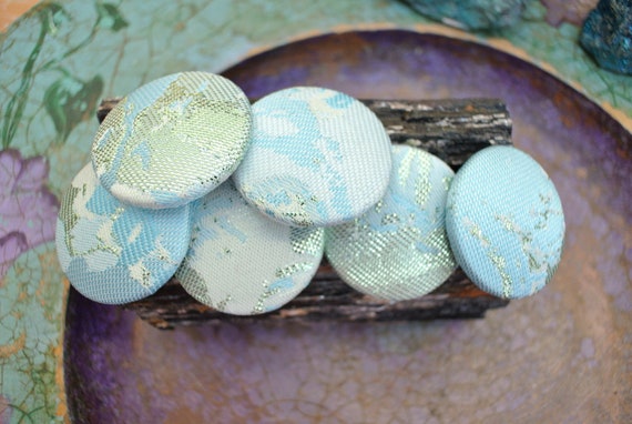 6 Fabric covered buttons handmade buttonslight blue with | Etsy