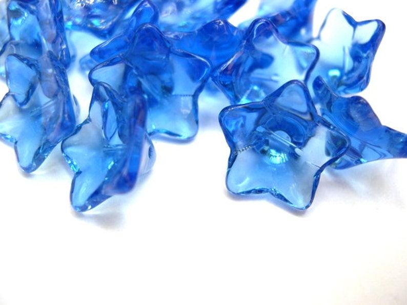 15 Flowers Blue Beads Translucent 14mmx7mm - Etsy