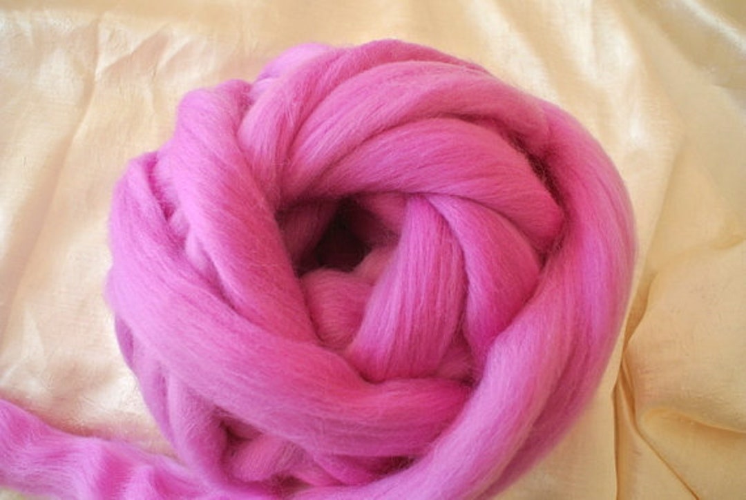 Merino Wool Roving, Fuschia Pink Shade Wool High Quality 28 Micron Made ...