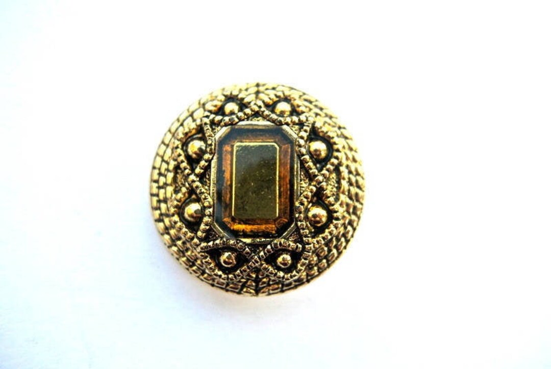 6 Vintage Plastic Buttons Bronze Color With Ornament and Trim 30mm - Etsy