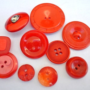 60 Buttons, High Quality Red Buttons 10 Types, Antique and Vintage ...