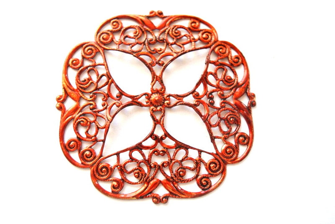 Vintage Filigree Flower Design 48mm, Hand Painted by Me - Etsy