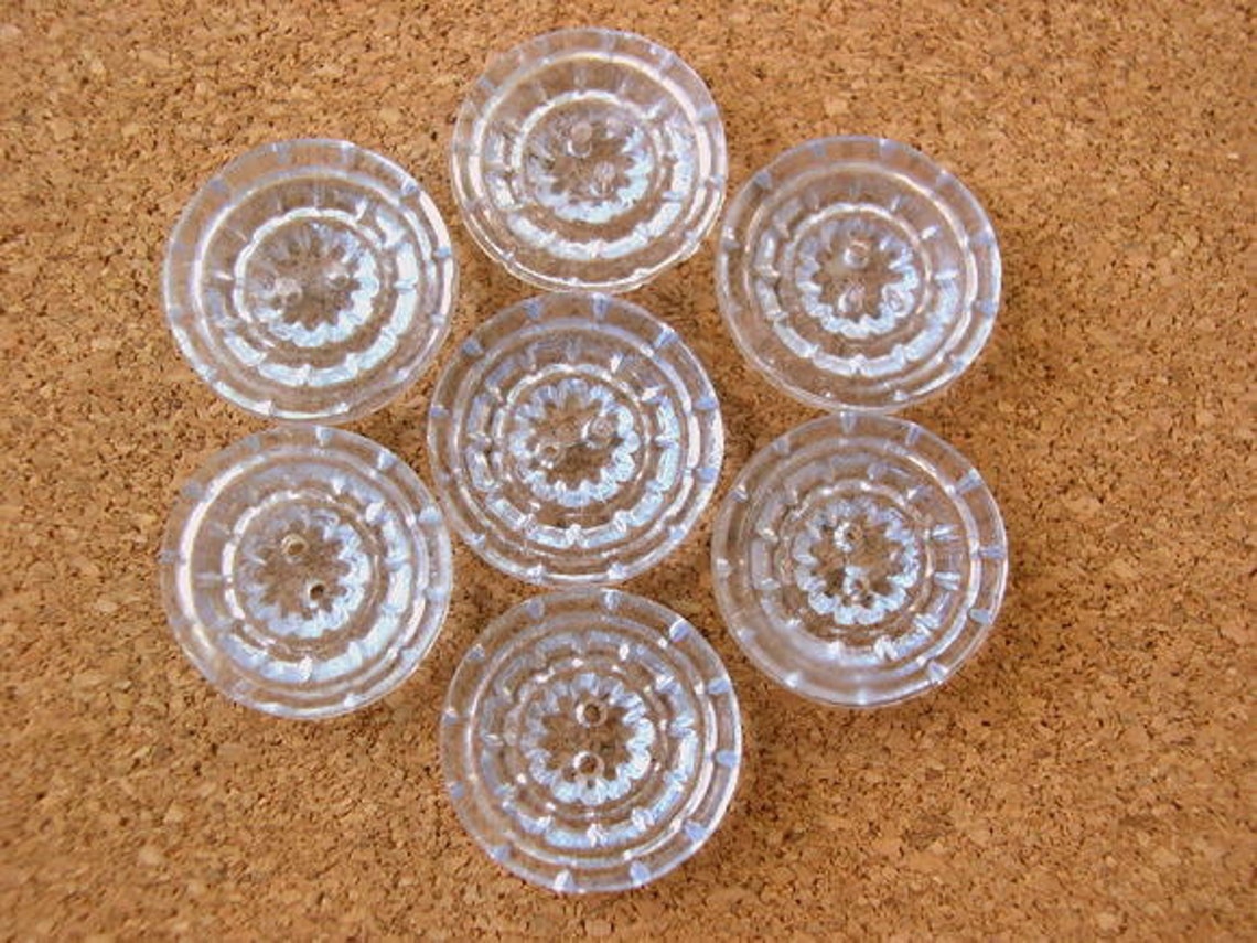 6 Antique vintage buttons translucent blue ornament18mm | Etsy