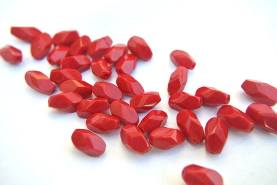 20 Czech Glass Beads Red Faceted 9mmx5mm Czech Beads | Etsy