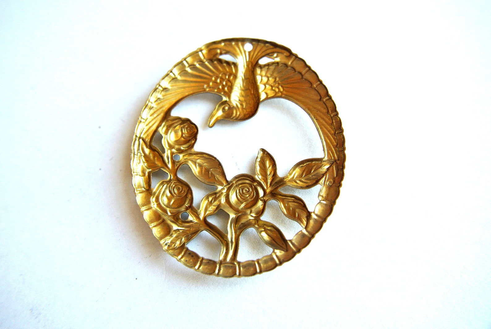 Vintage Metal Stamping Bird With Flowers Findings, 47mmx41mm - Etsy