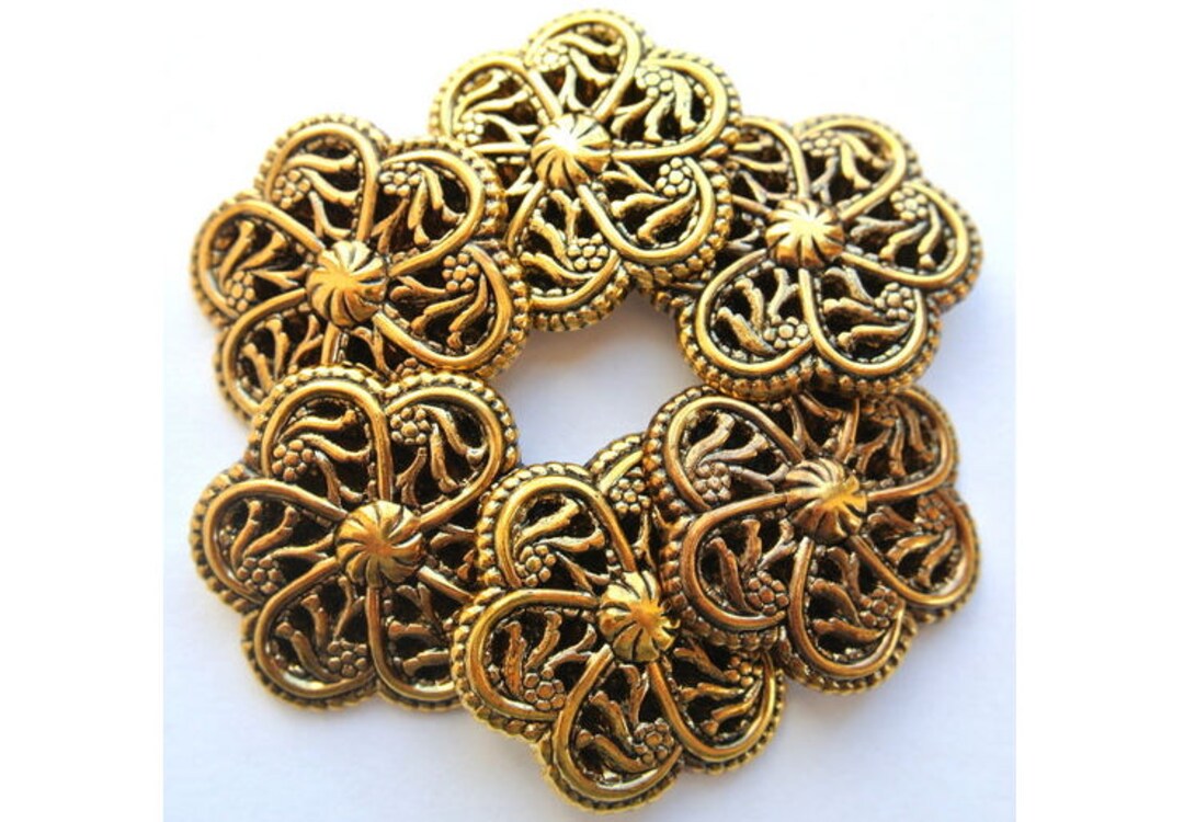 6 Vintage Flowers Buttons Bronze Color, Large Buttons, 36mm - Etsy