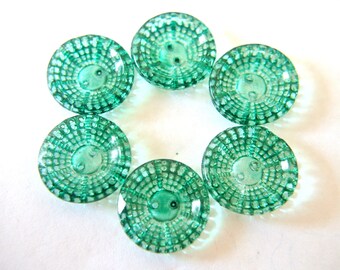 6 Antique Vintage Glass Buttons, Black, Six Pointed Star Flower for ...