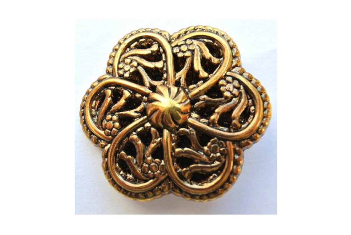 6 Vintage Flowers Buttons Bronze Color Large Buttons 36mm - Etsy