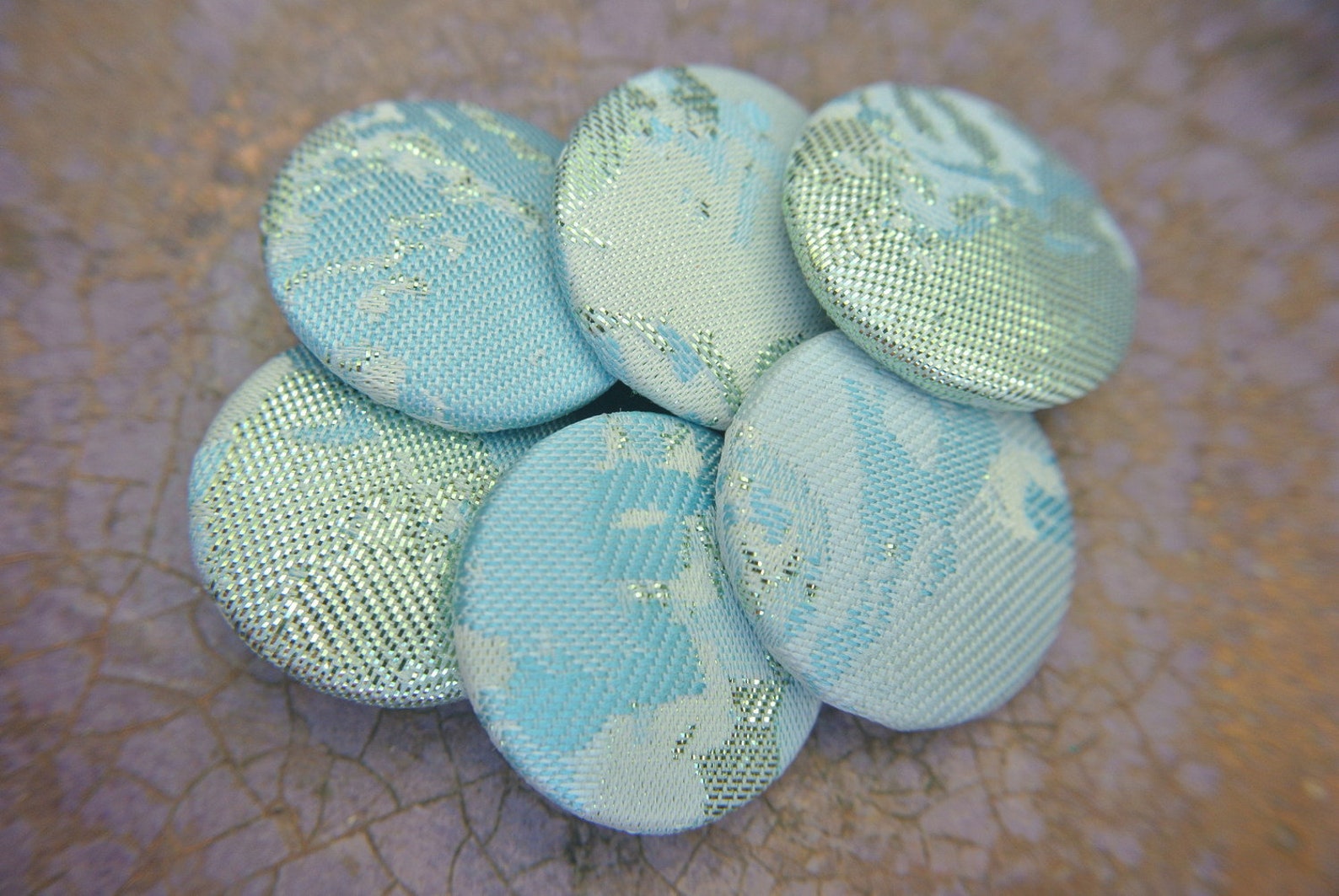 6 Fabric Covered Buttons Handmade Buttonslight Blue With - Etsy