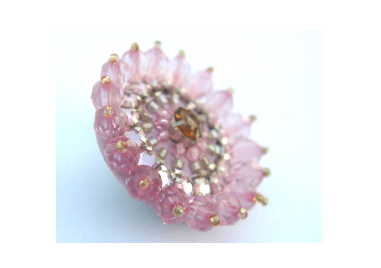 Vintage Button Flower Button Pink Color Made of Beads and - Etsy
