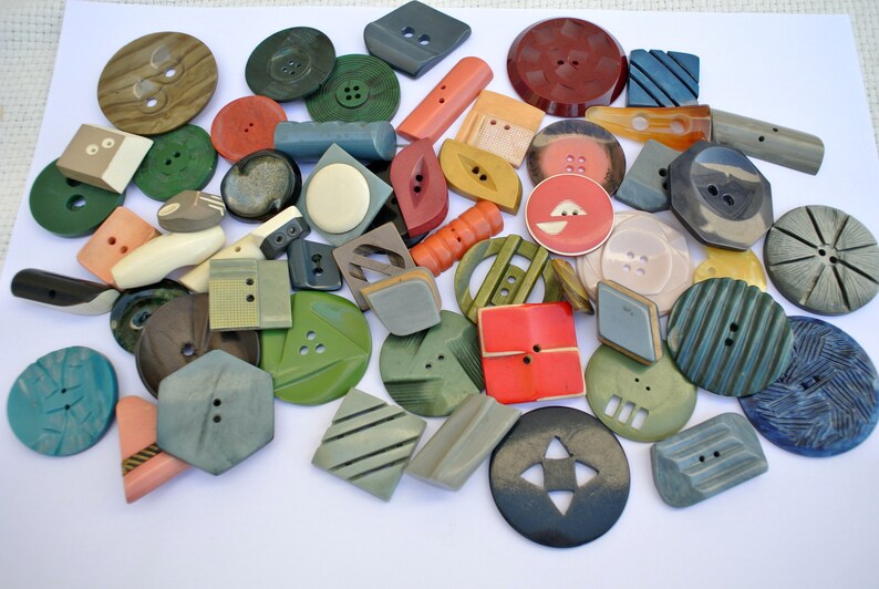 55 Antique and Vintage Plastic Buttons RARE Buttons Deco Art - Etsy