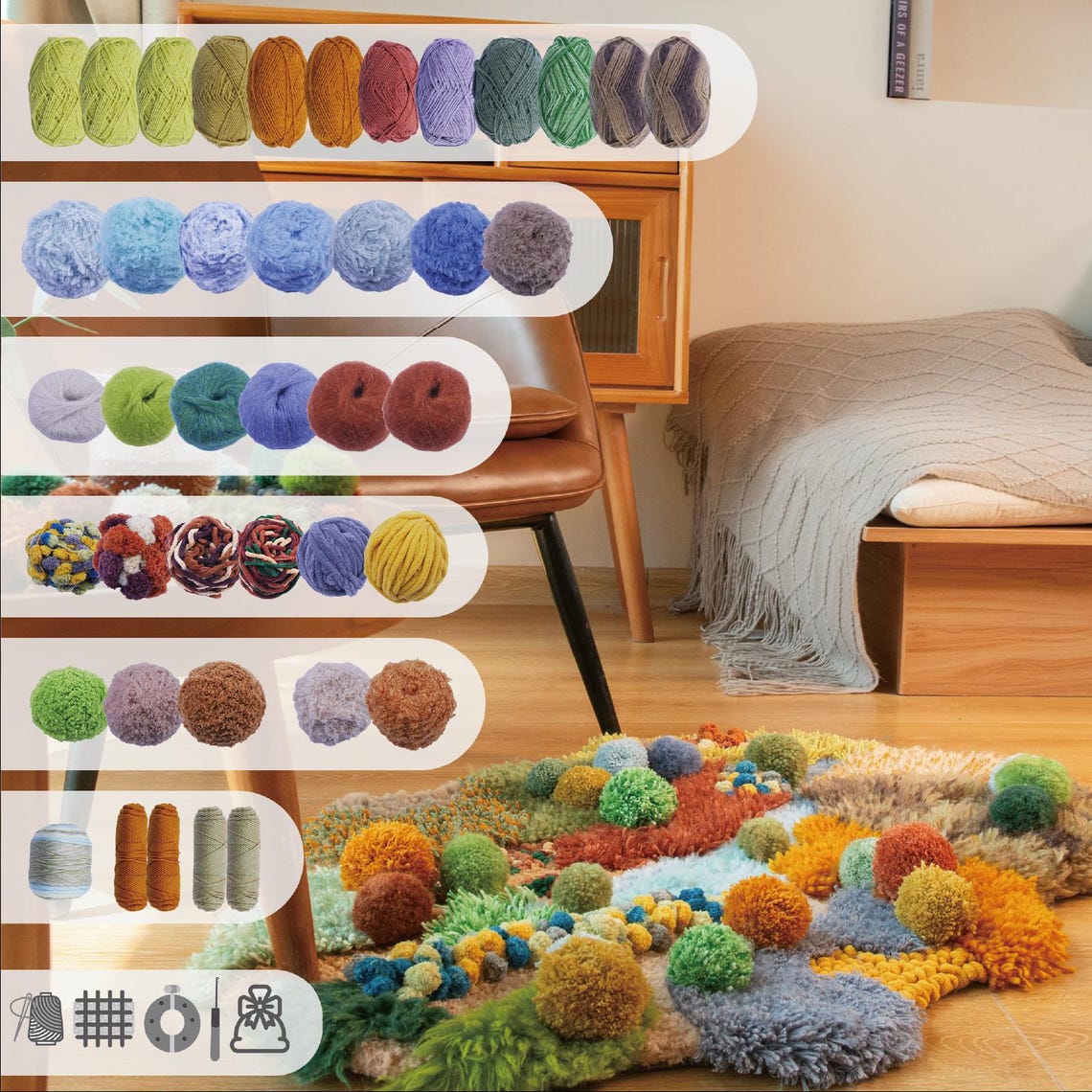 Tufted 3D Moss Rug DIY Kit: Handmade Oasis Rug Materials Bag - Etsy