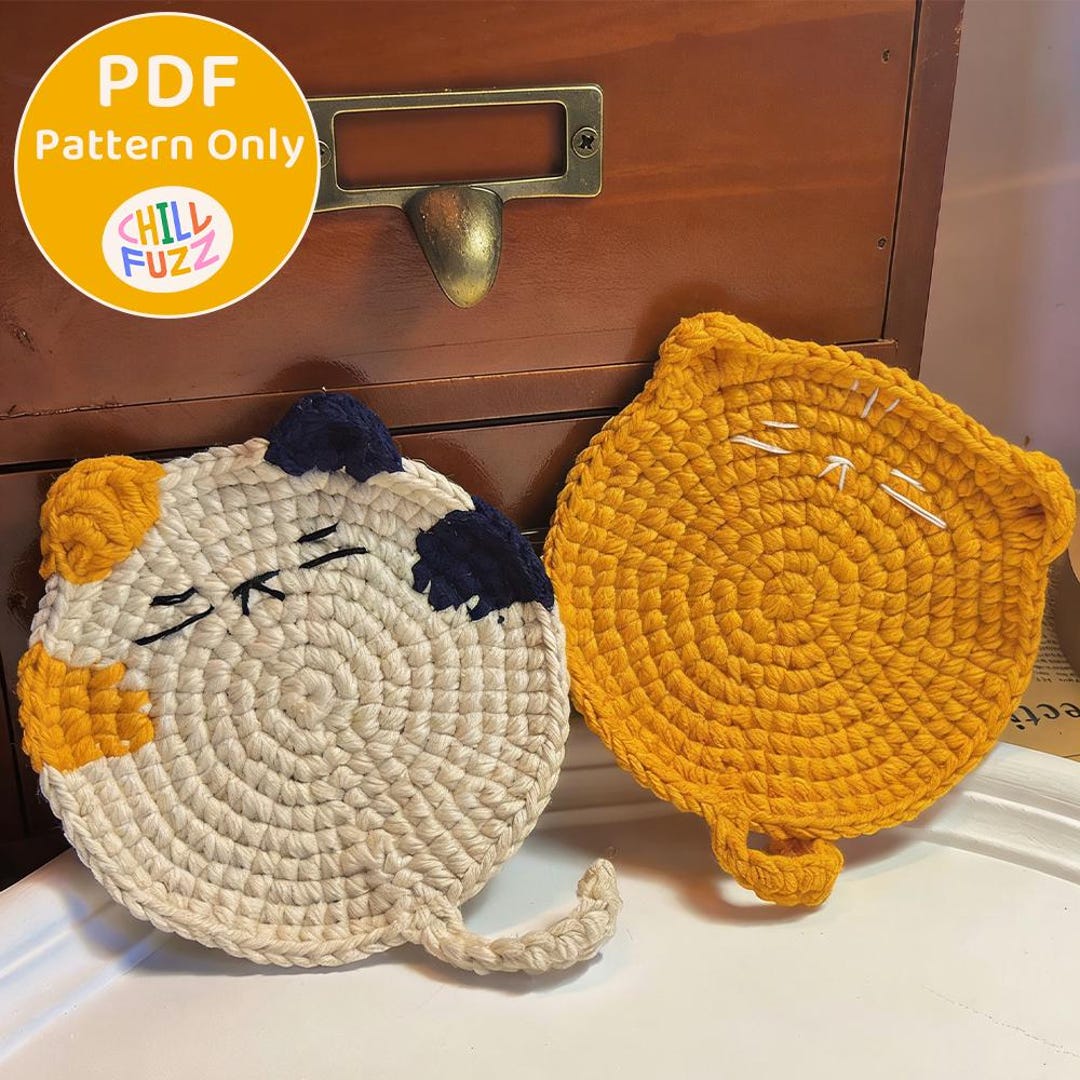 Crochet Cat Coaster Pattern, Beginner Friendly Animal Design (PDF ...