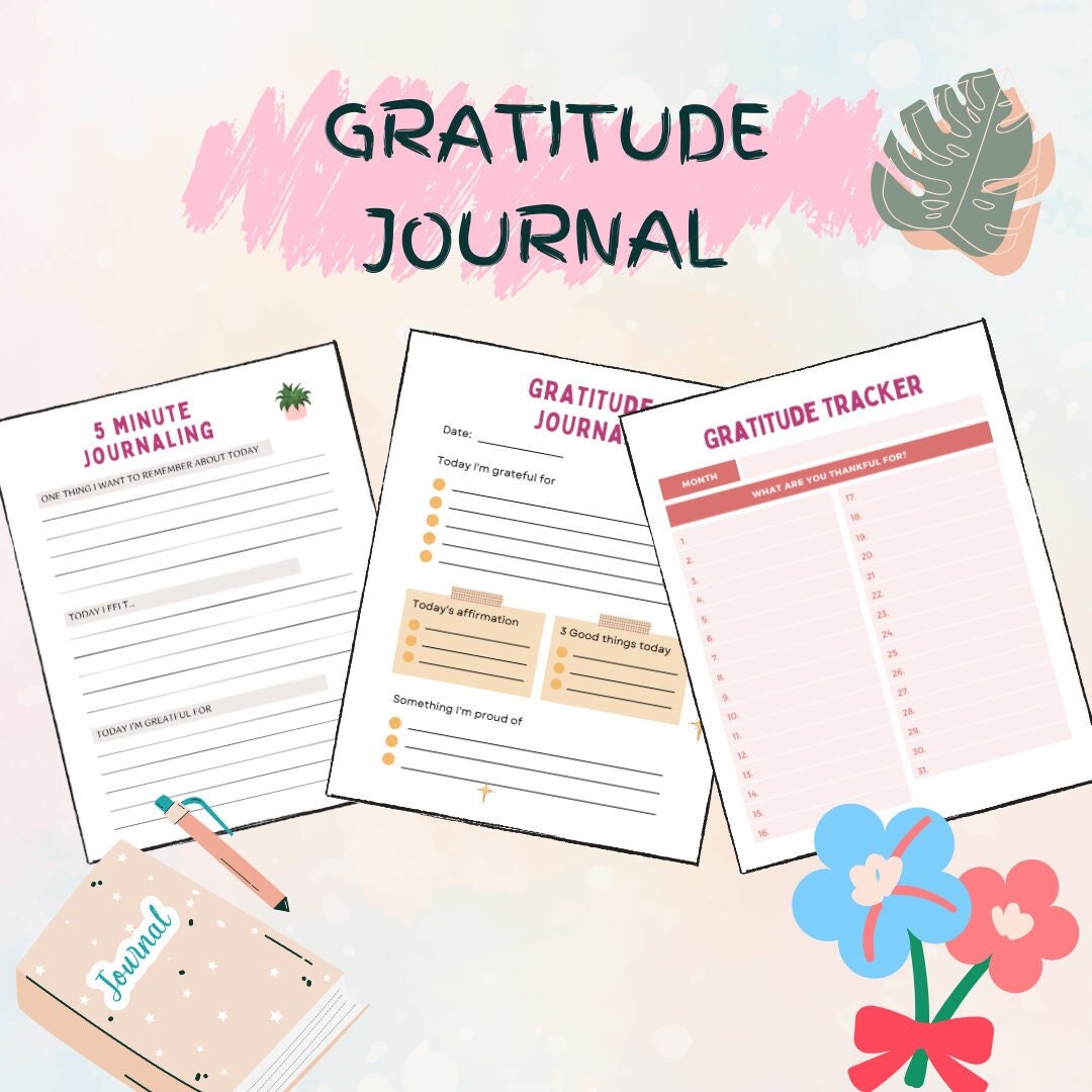 Digital Weekly Gratitude Journal 40 Printable Templates Daily Journal ...