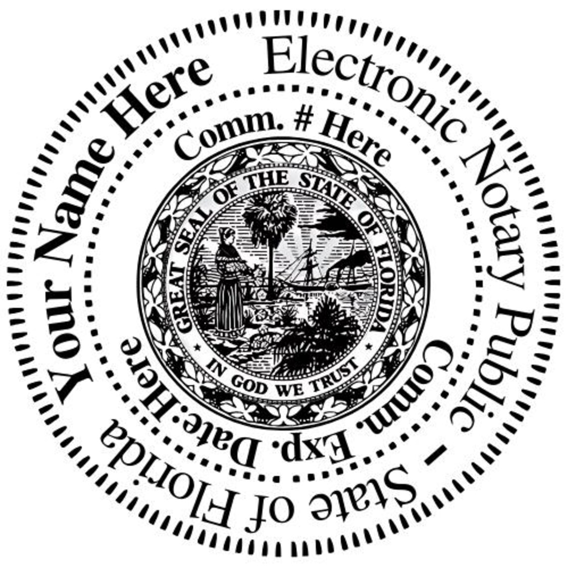Florida Customizable Digital Round, Circular Notary Public Seal, Notary ...