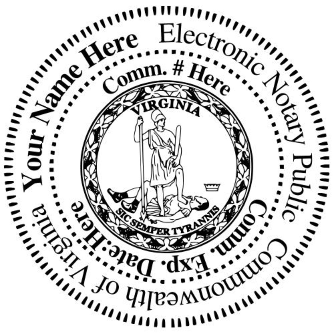 Virginia Customizable Digital Round, Circular Notary Public Seal ...