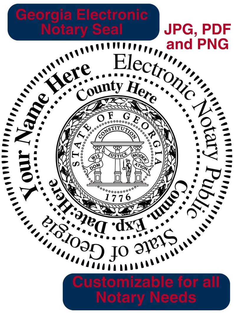 Georgia Customizable Digital Round, Circular Notary Public Seal, Notary ...