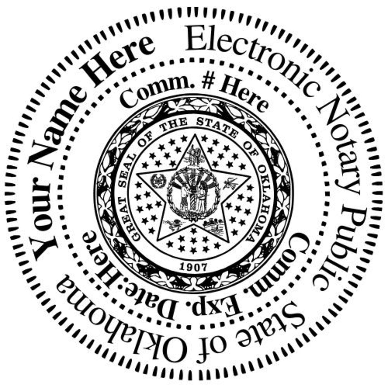 Oklahoma Customizable Digital Round, Circular Notary Public Seal ...