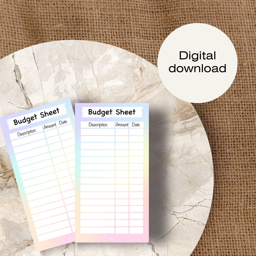 Rainbow Budget Sheet Digital Download Print at Home Budget Binder A6 ...