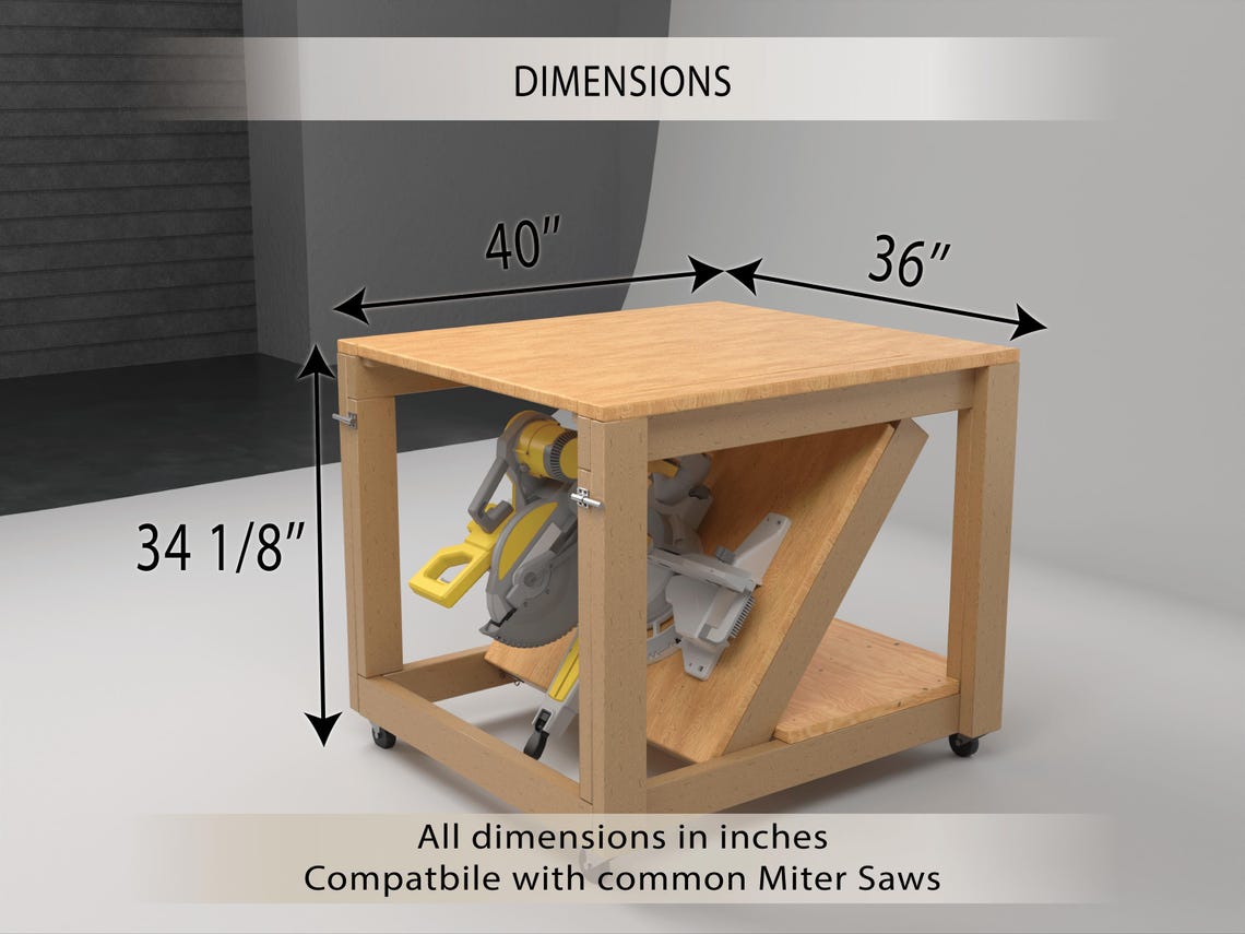 Mobile Miter Saw Station Plans | Modular Rolling Tool Workbench ...