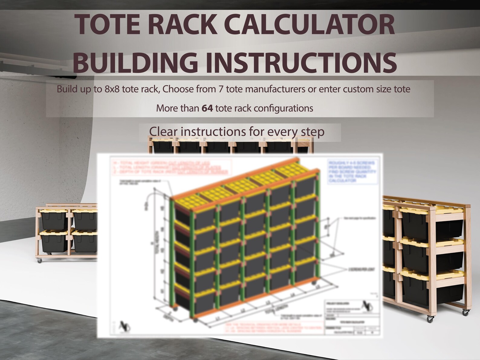 HDX 27 Gallon Tote Rack Plans PDF | DIY Garage Storage Organizer | Step ...