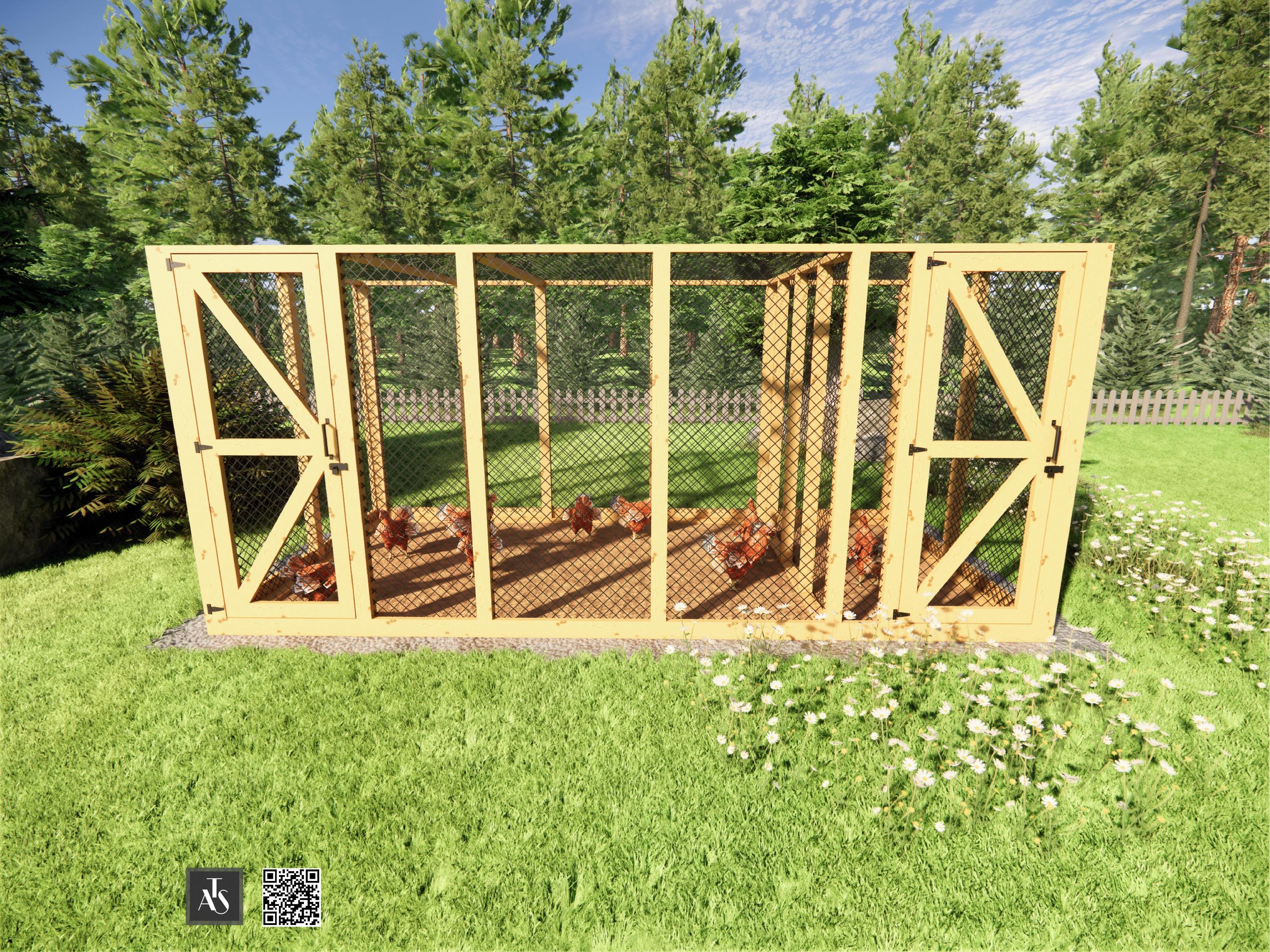 DIY Chicken Run Plans 8x16 for 20 Chickens With Partition Wall Plans ...
