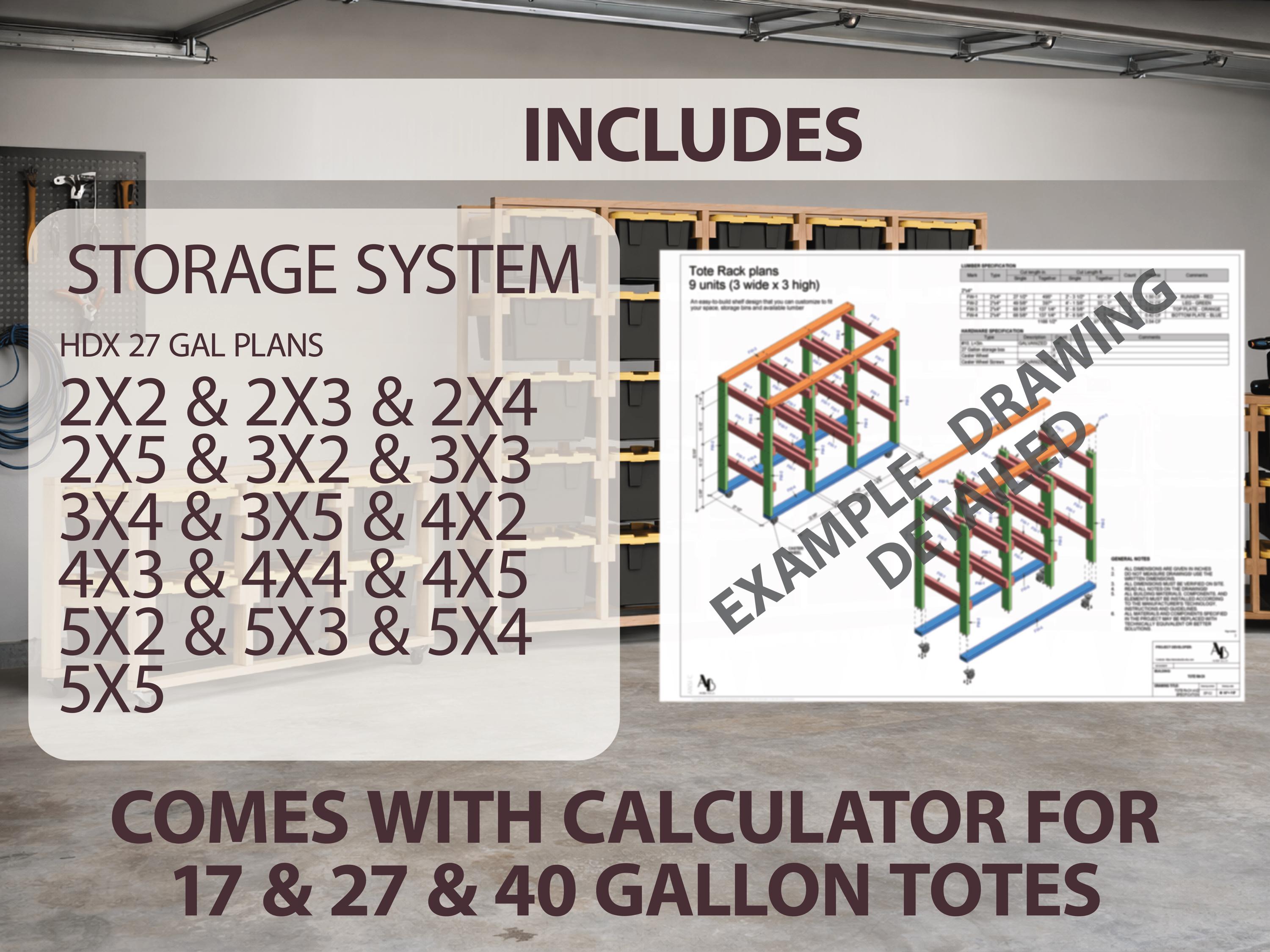 HDX 27 Gallon Tote Rack Plans PDF | DIY Garage Storage Organizer | Step ...