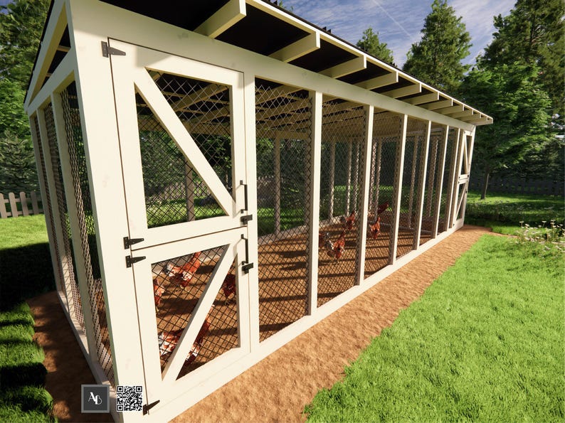 8x24 Chicken Run Coop Plans With Roof DIY Walk in Enclosure Walk in ...