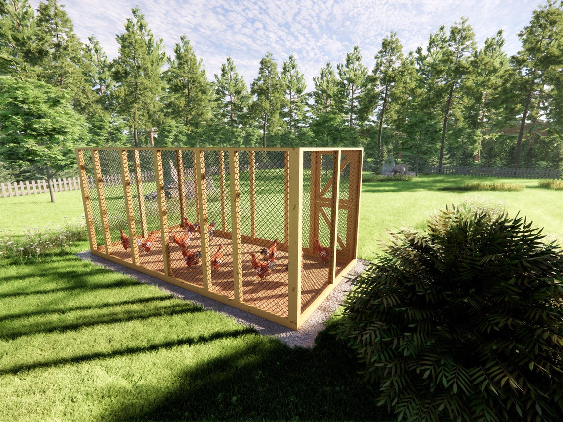 DIY Chicken Run Plans 8x16 for 20 Chickens Plans Chicken Run Chicken ...