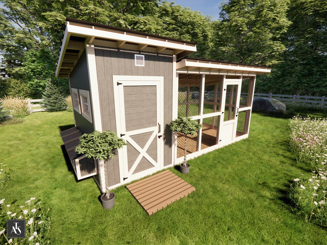 Chicken Coop 10 Chickens Modern Chicken Coop With Run DIY Chicken Coop ...