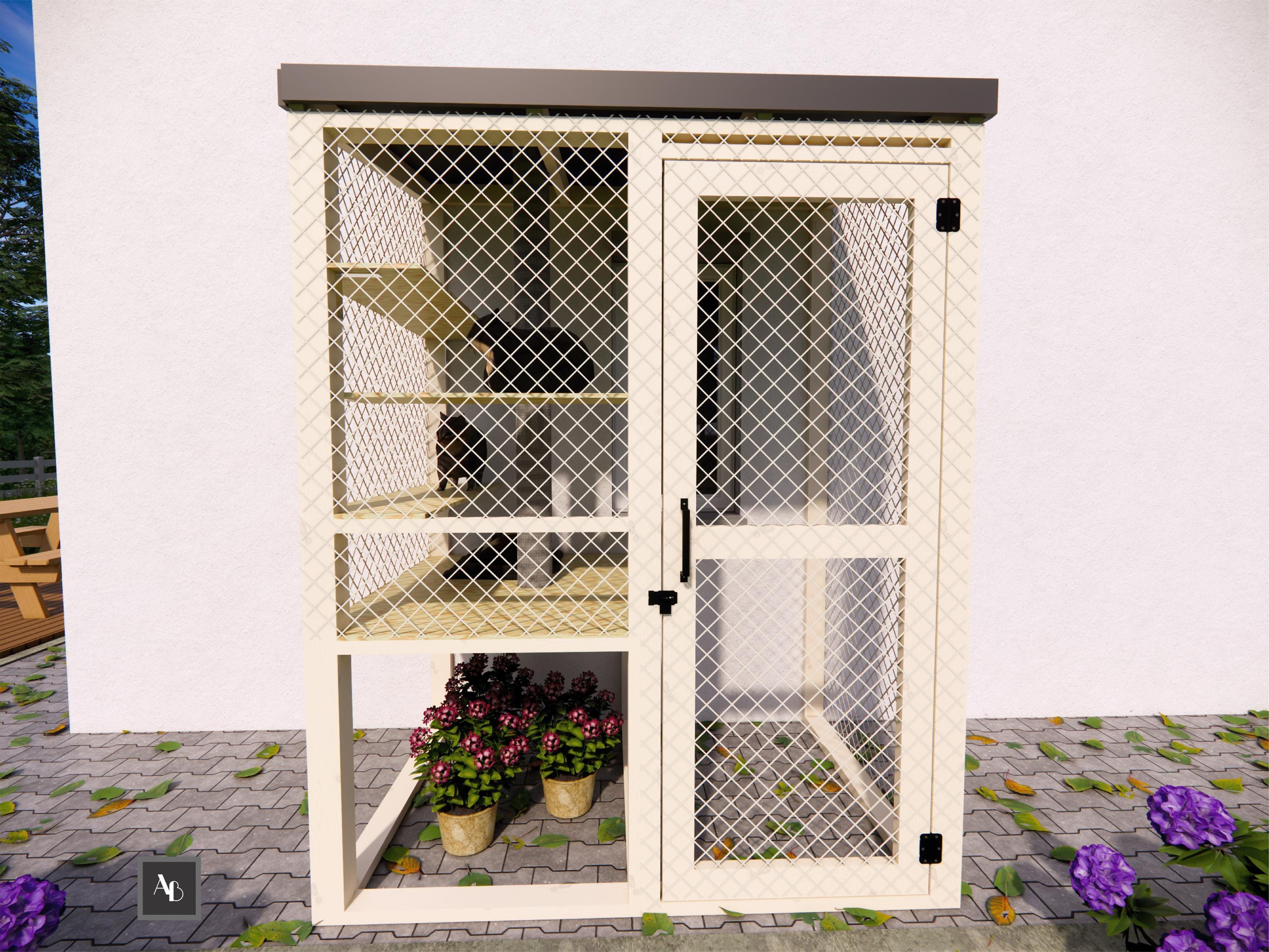 DIY Outdoor Catio Plans for Cats | Small Wooden Cat Enclosure | Easy ...