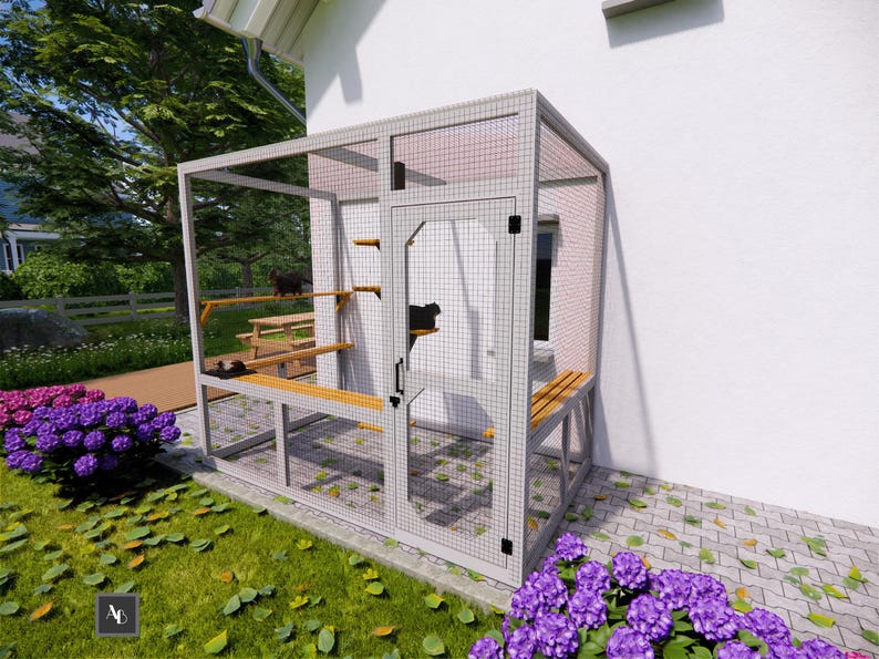 DIY Window Catio Plans Outdoor Cat House Plan Catio Cat House Plans DIY ...