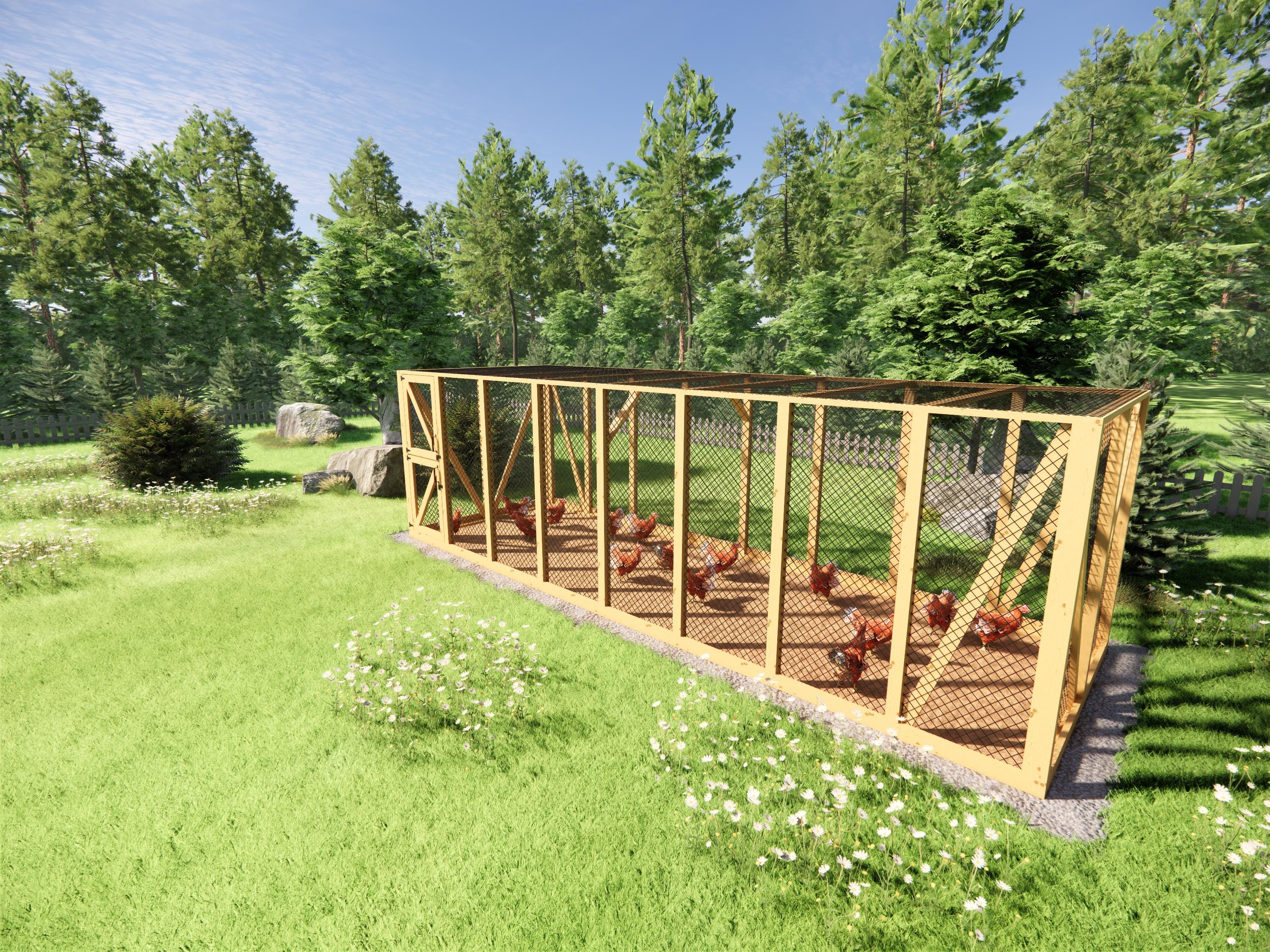 DIY Chicken Run Plans 8x24 for 25 Chickens Plans Chicken Run Chicken ...