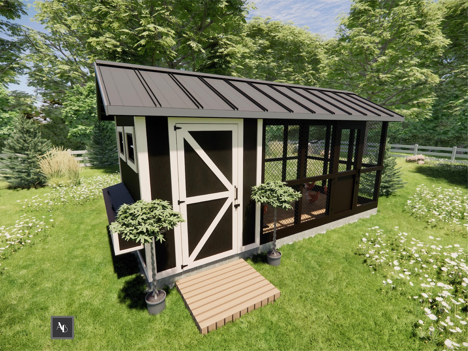 Walk in Chicken Coop Plans With Run | DIY Chicken Coop With Enclosure ...