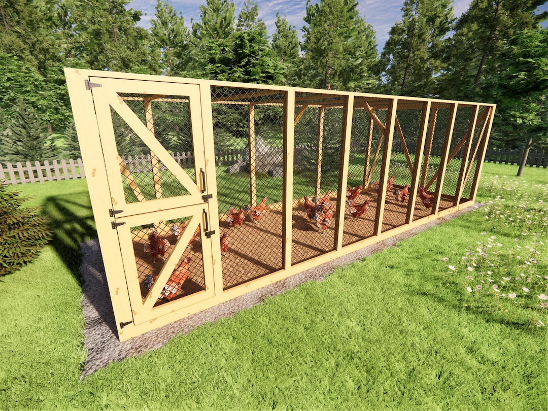 DIY Chicken Run Plans 8x24 for 25 Chickens Plans Chicken Run Chicken ...