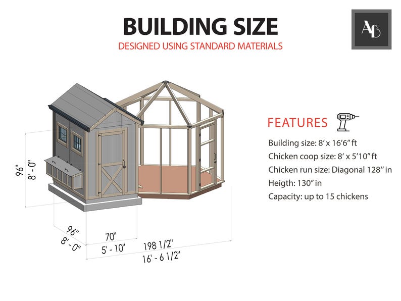 Modern Chicken Coop Building Plan With Material List Easy Chicken Coop ...