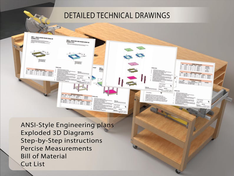 Modular Mobile Workstation Plans | Table Saw, Miter Saw, Router ...
