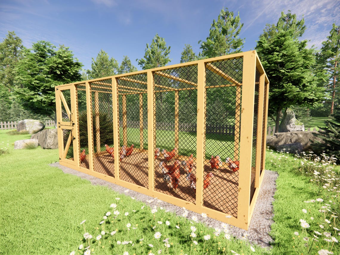DIY Chicken Run Plans 8x16 for 20 Chickens Plans Chicken Run Chicken ...