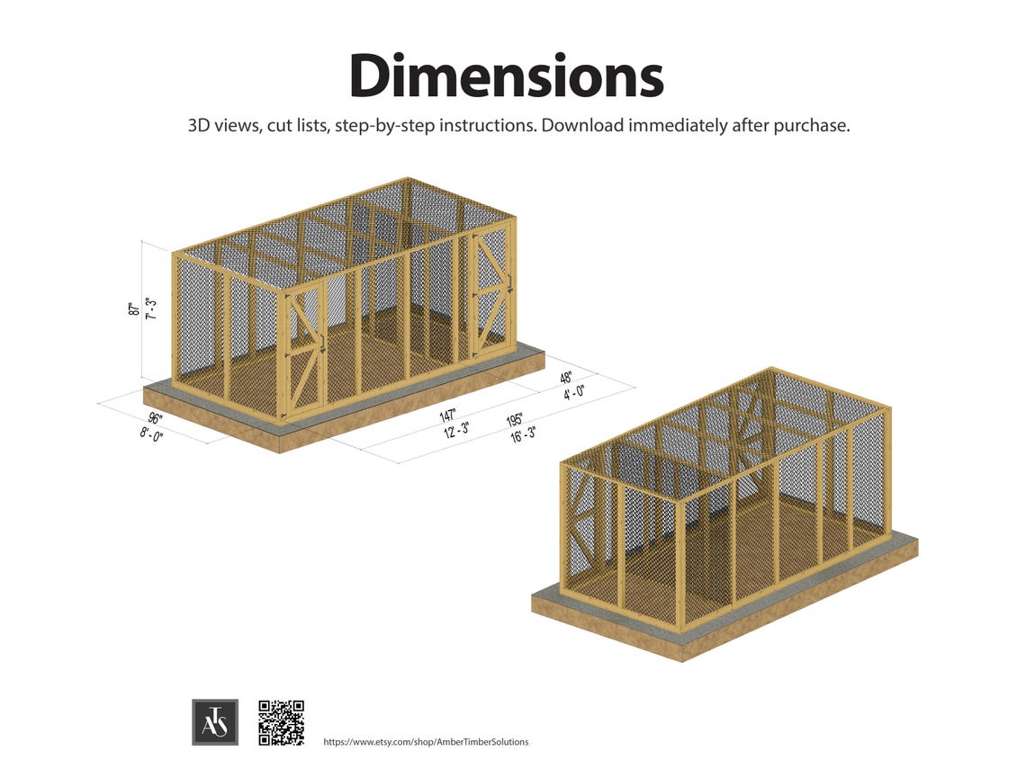DIY Chicken Run Plans 8x16 for 20 Chickens With Partition Wall Plans ...
