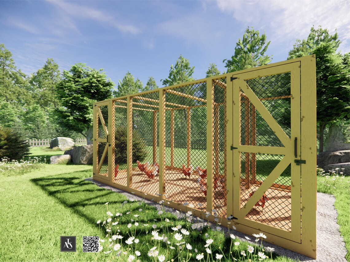 DIY Chicken Run Plans 8x16 for 20 Chickens With Partition Wall Plans ...
