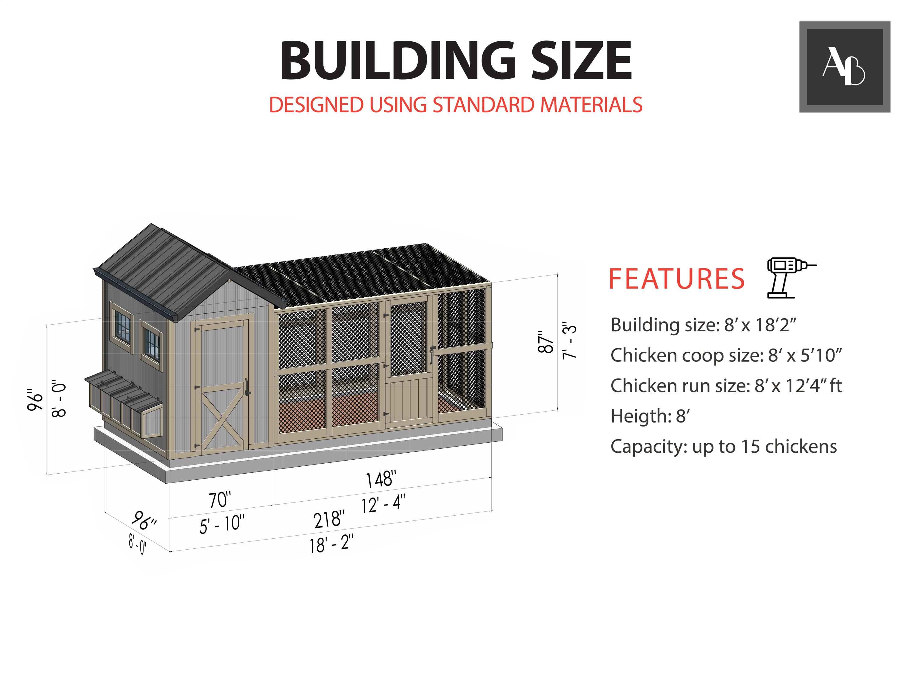 Chicken Coop Plans for 15 Chickens Modern Chicken Coop DIY Chicken Coop ...