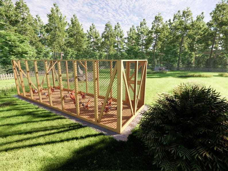 DIY Chicken Run Plans 8x24 for 25 Chickens Plans Chicken Run Chicken ...