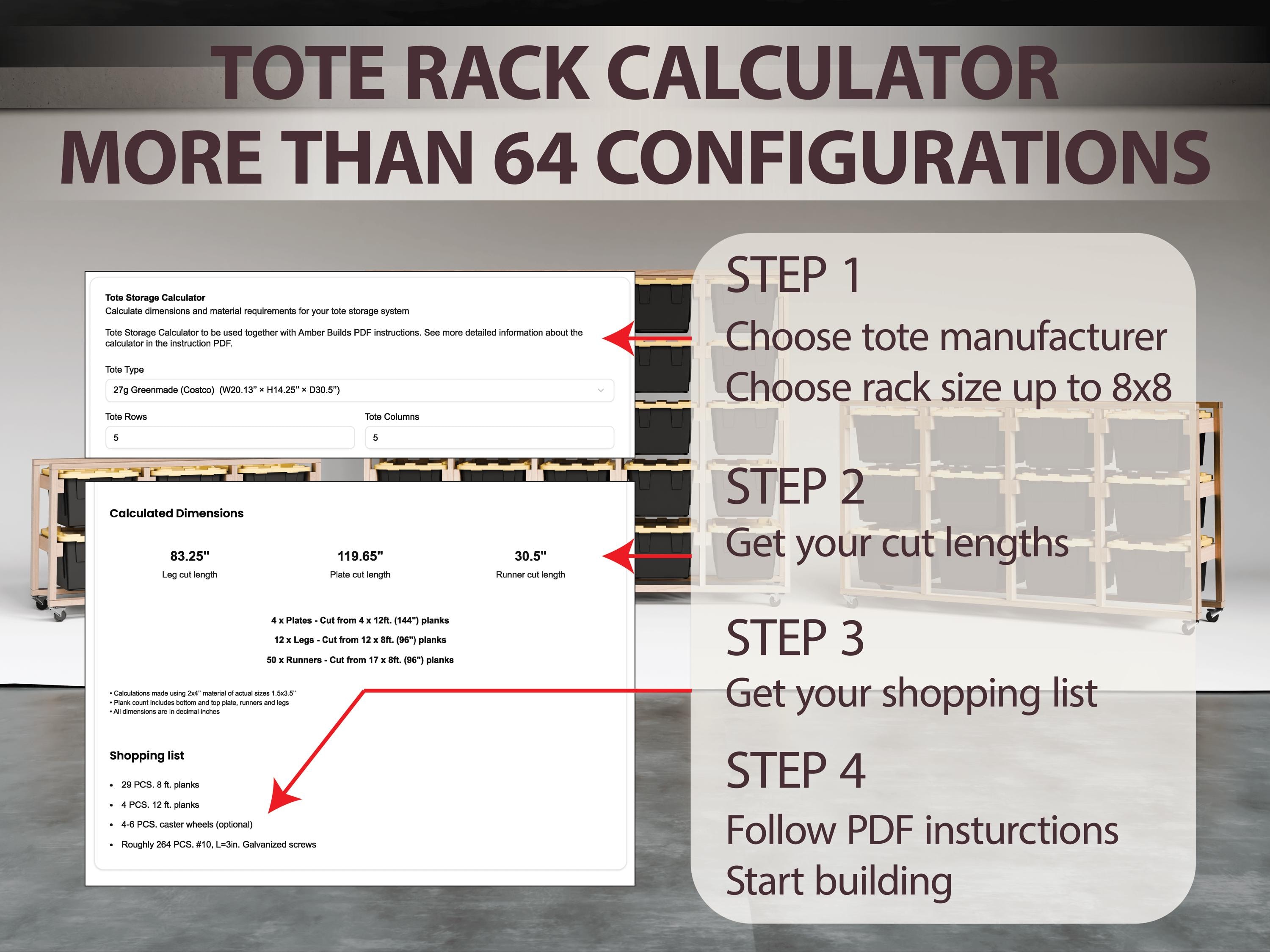 HDX 27 Gallon Tote Rack Plans PDF | DIY Garage Storage Organizer | Step ...