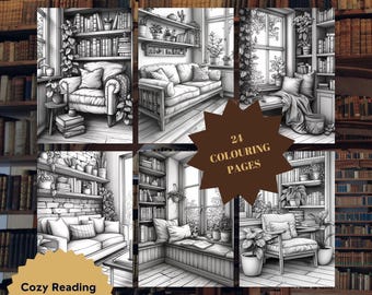 24 Cozy Fall Cottagecore Inspired Coloring Pages for Adults, Instant ...