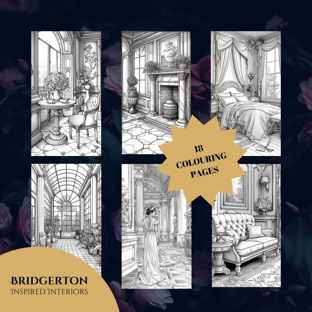 18 Bridgerton Inspired Coloring Pages for Adults, Regency Era Art ...