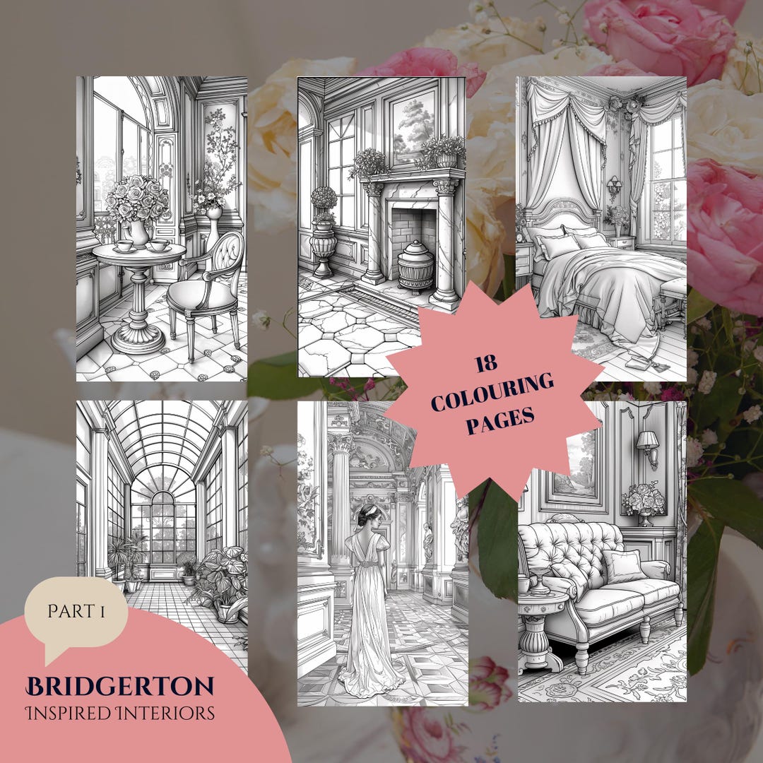 Bridgerton Coloring Pages: 18 Regency Era Art Designs (printable PDF ...