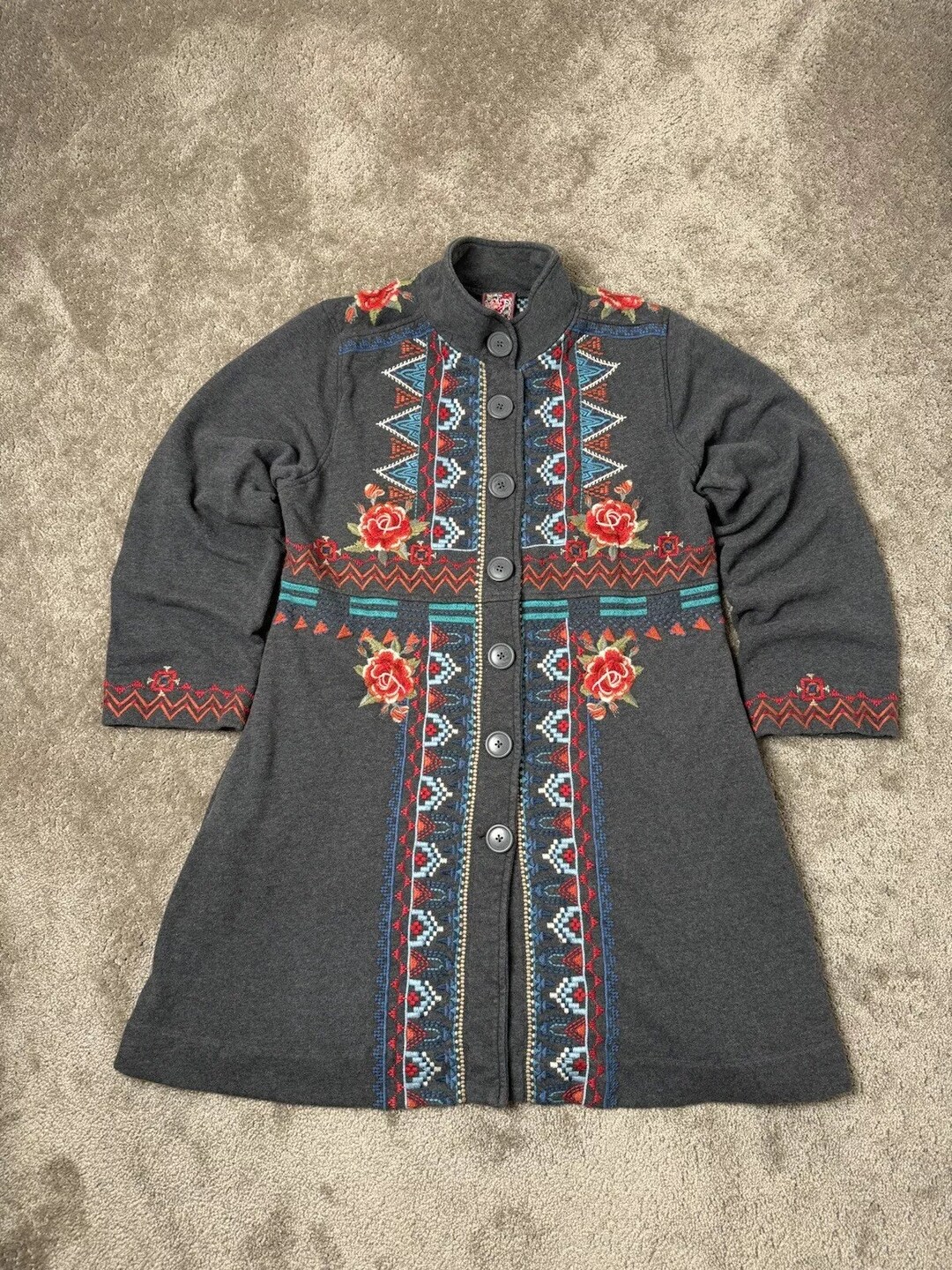 Vintage Rare Womens Johnny Was JWLA Joy Military Jacket Floral ...