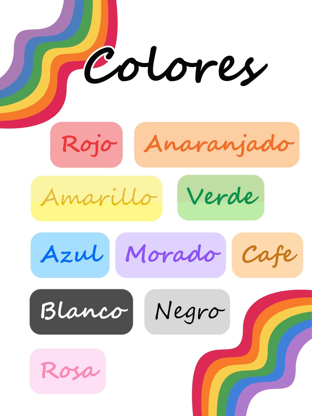 Colors/ Colores Poster - Etsy