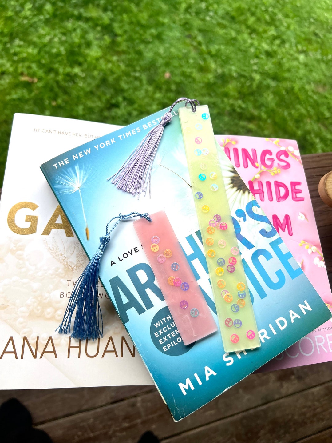 Smiley Resin Bookmark Epoxy Bookmark Hard Bookmark Resin Art Rainbow ...