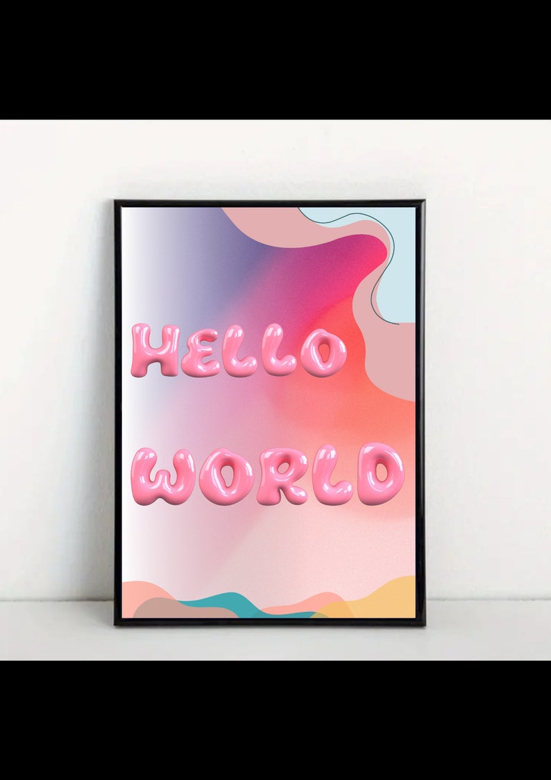 Hello World Digital Print Wall Art - Etsy